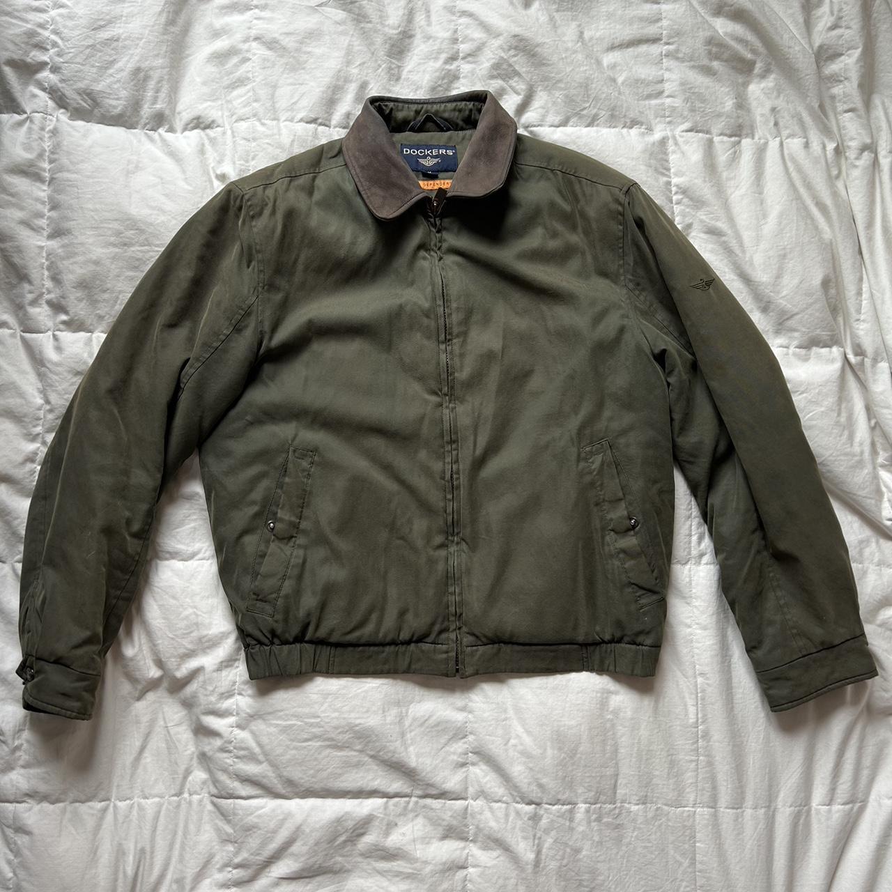 Vintage Dockers olive bomber jacket Measurements... - Depop