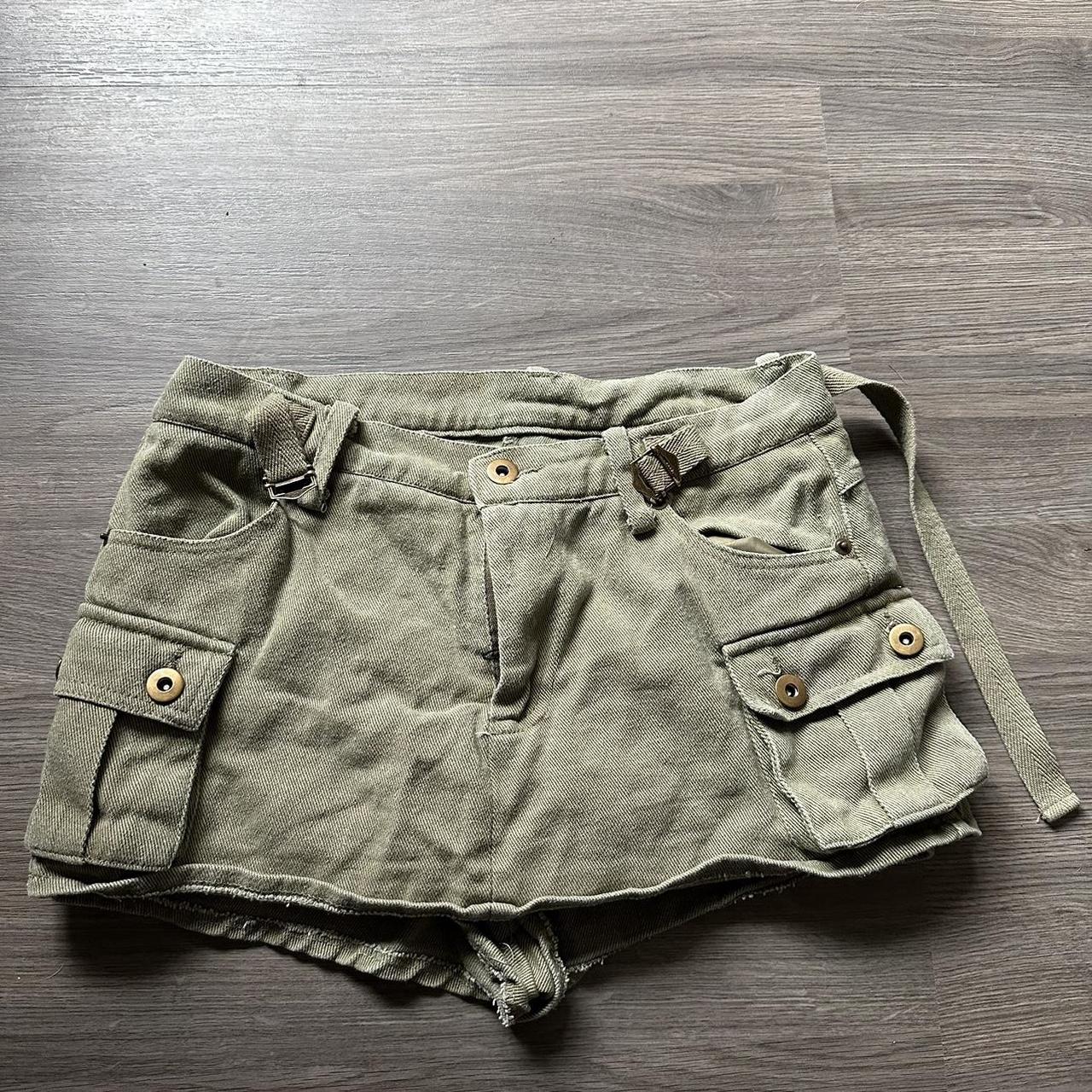 cargo mini skort 89% nylon 11% elastane 100%... - Depop