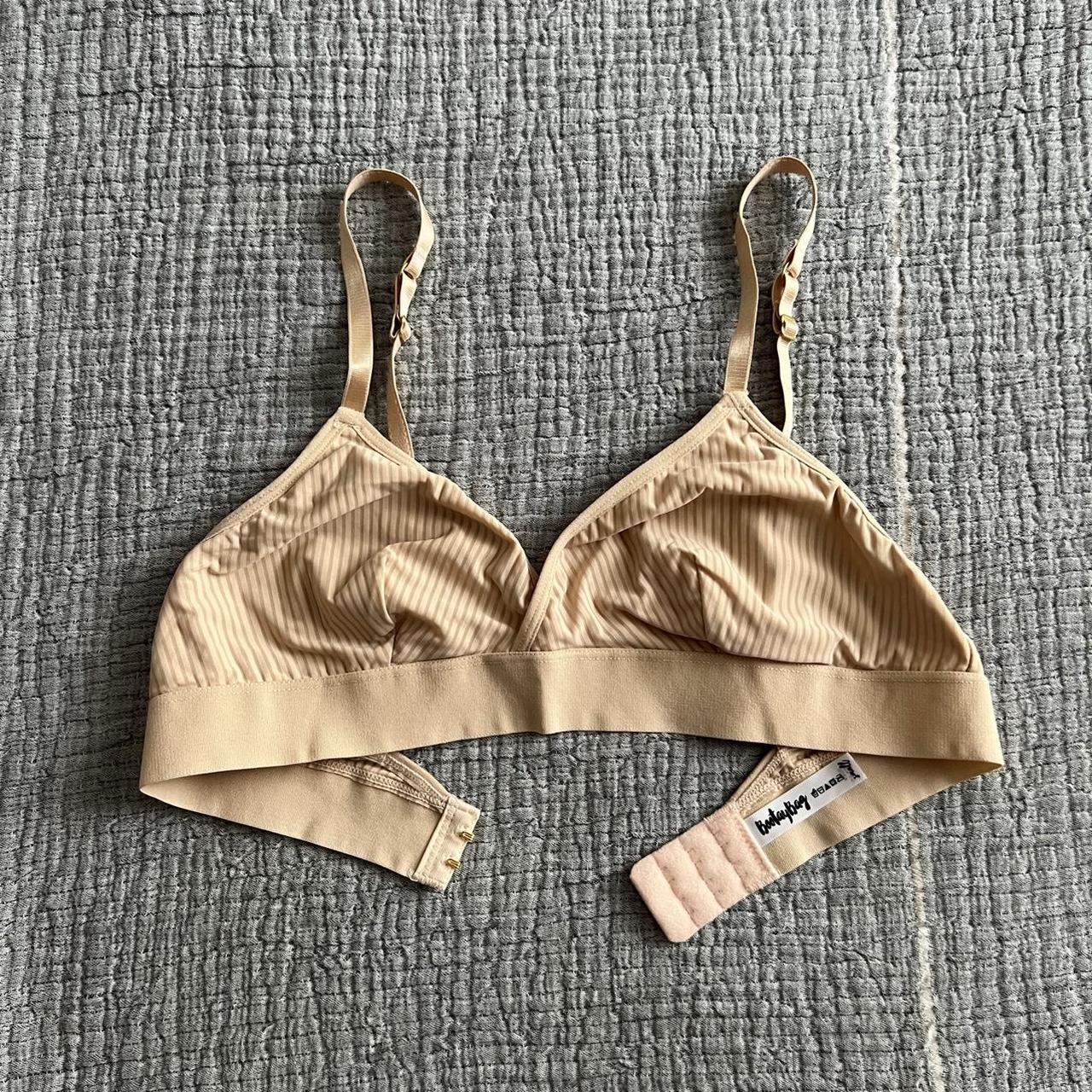 Bootaybag Bralette Beige semi-sheer stripe.... - Depop