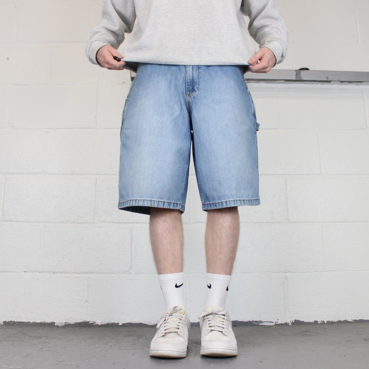 Blue carpenter jorts Loose Old Navy rap skate cargo... - Depop