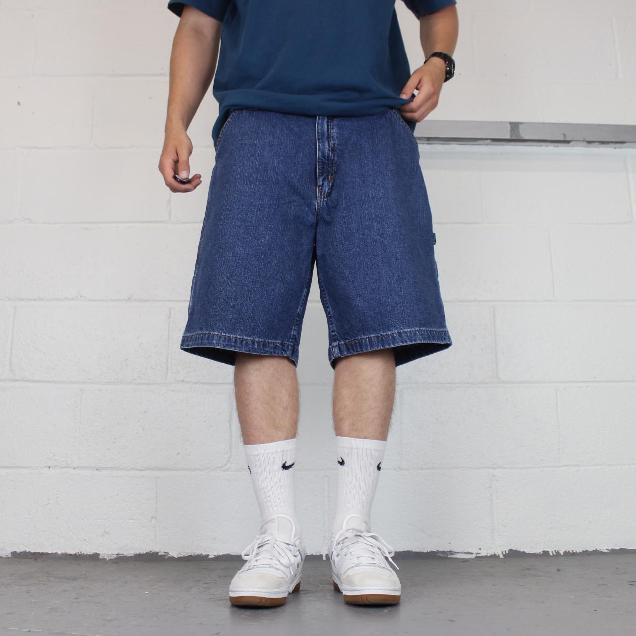 Blue carpenter jorts Loose Faded Glory rap skate... - Depop