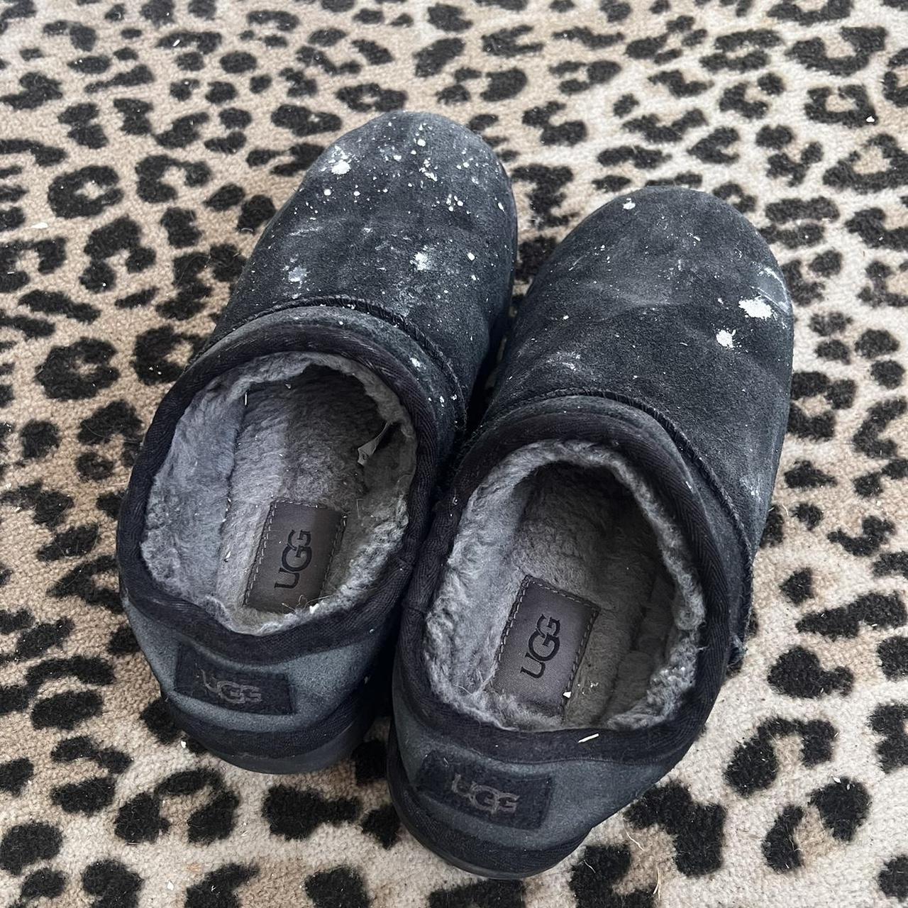 lil paint splattered worn ugg slippers - Depop