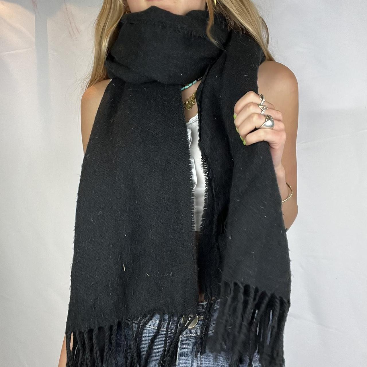 Oversized Cozy Black wool scarf! ♟️🖤♣️ Perfect for... - Depop