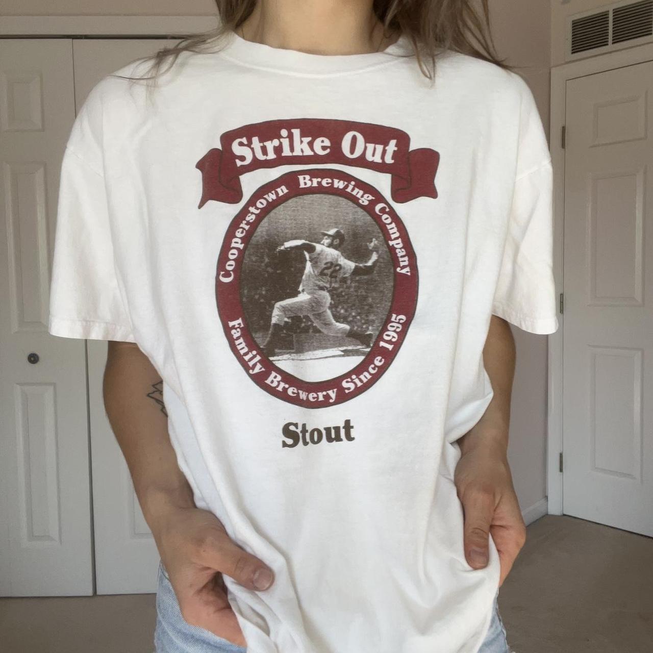 AWESOME vintage "strike out" stout tee from... - Depop