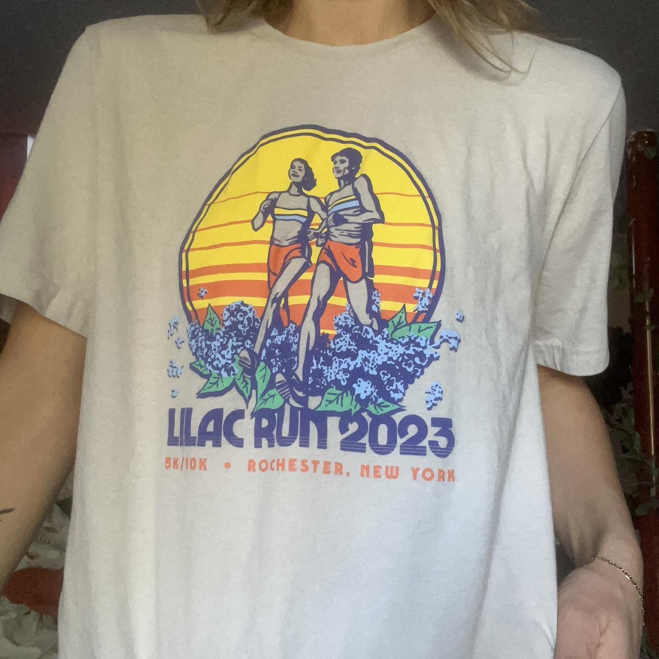 lilac run rochester new york 2023 graphic tee beige... - Depop