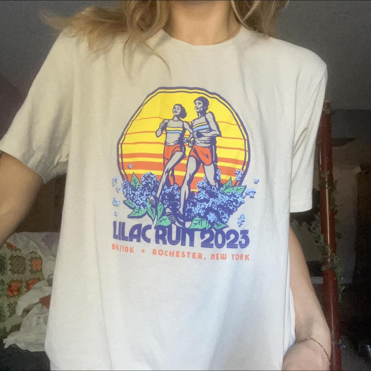 lilac run rochester new york 2023 graphic tee beige... - Depop