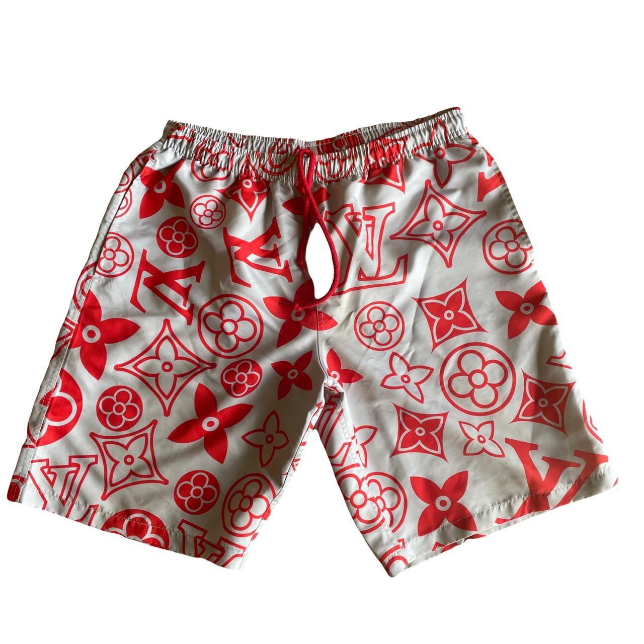 Imran Potato LV shorts Size M Gently used Gray/red - Depop