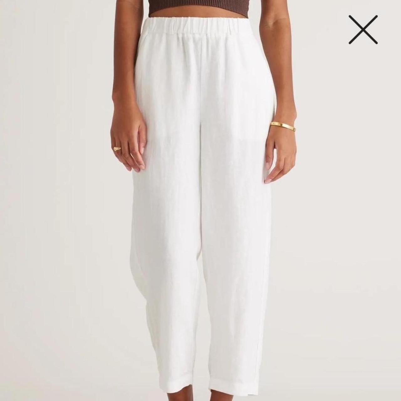 white linen pants with tag from Quince - Depop