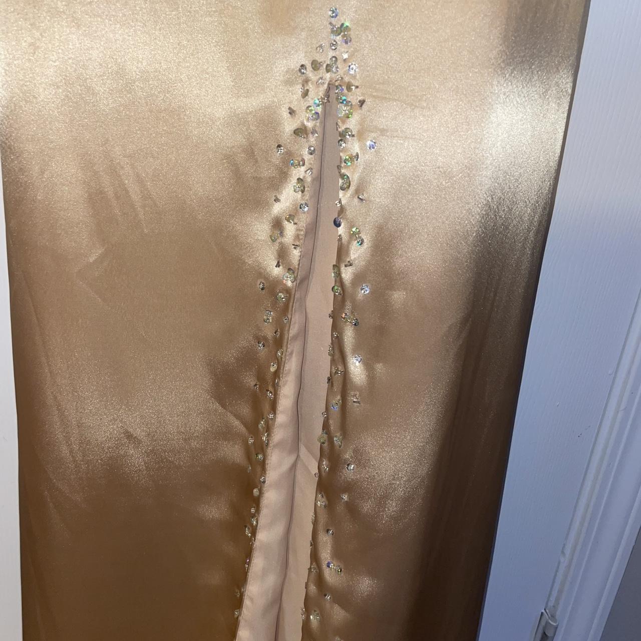 PROM DRESS ALERTTT! satin rouge gold with diamonds... | Depop