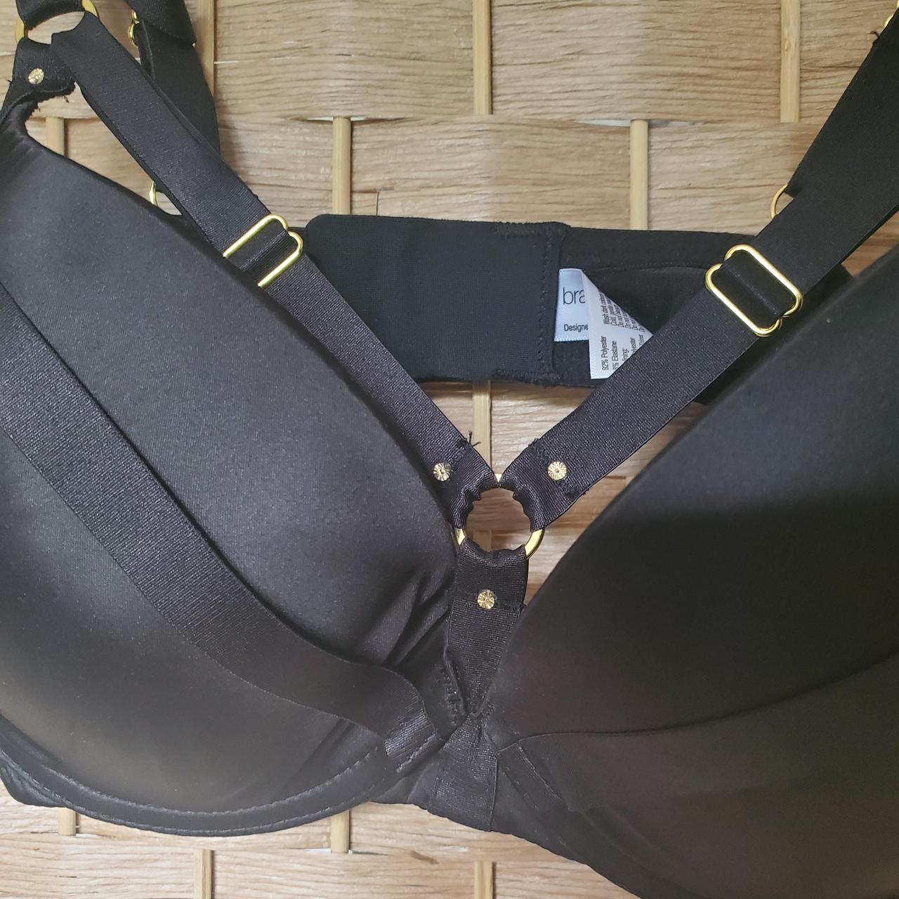 Strappy black bra Bras N Things Size 14C Push up,... - Depop