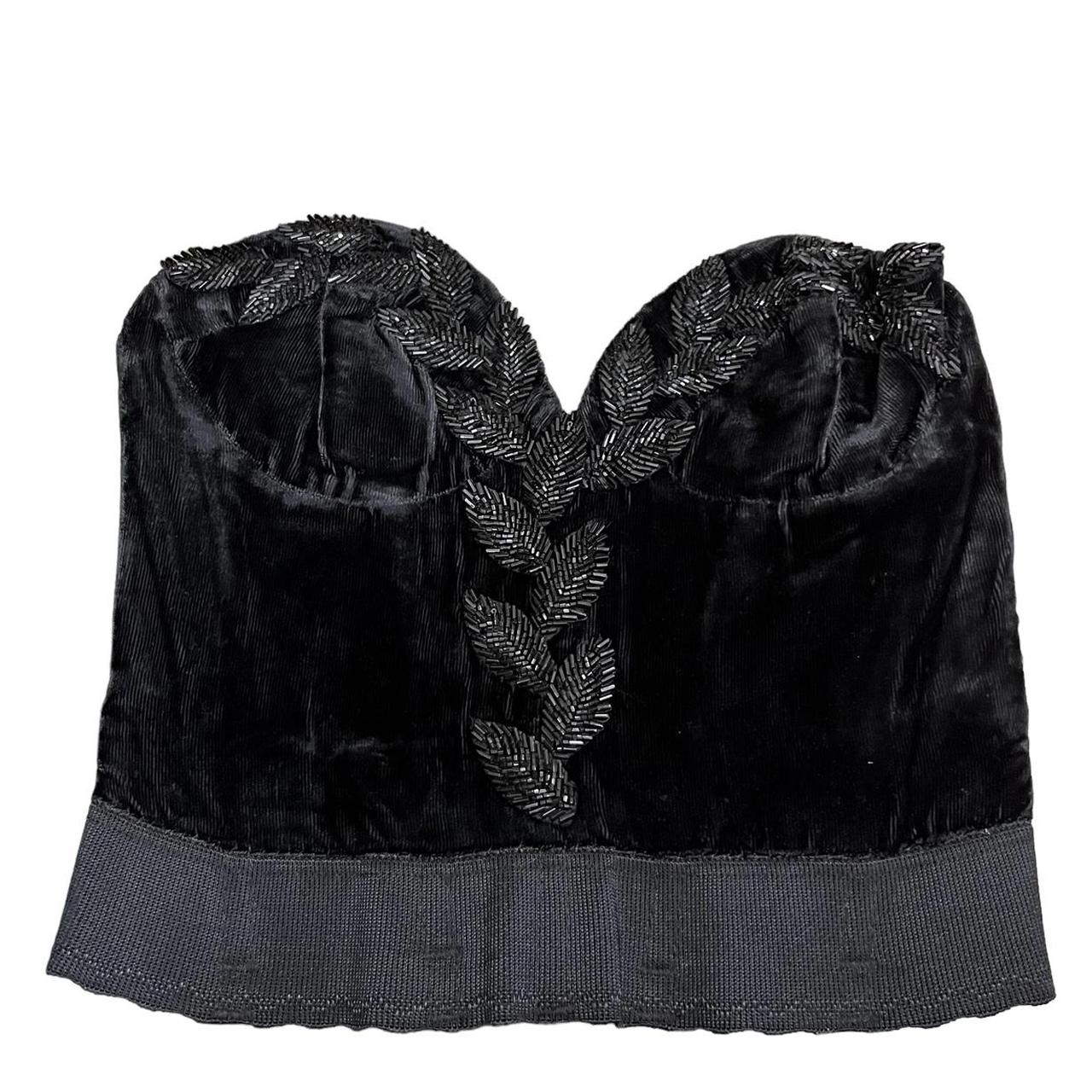 Black velvet beaded vintage tube top Great... - Depop