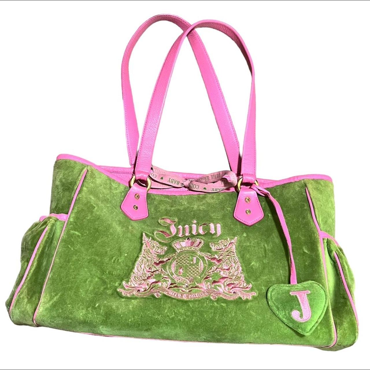 RARE juicy couture green&pink bag Good pre loved... - Depop