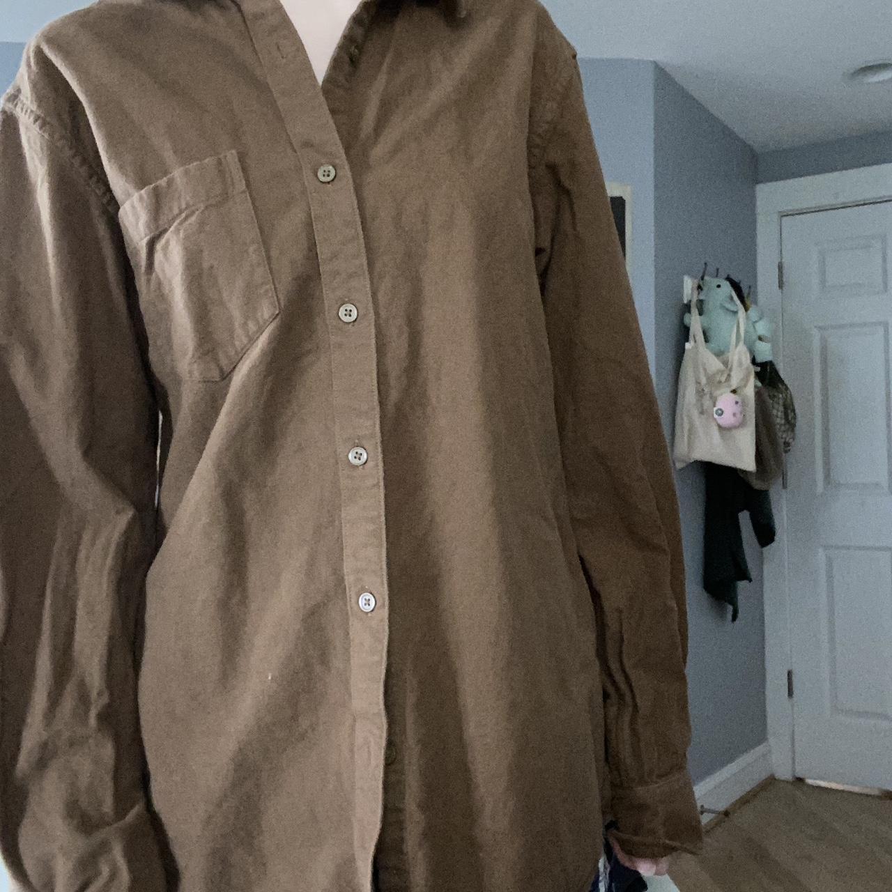 MUJI brown button up, never worn and bought brand... - Depop