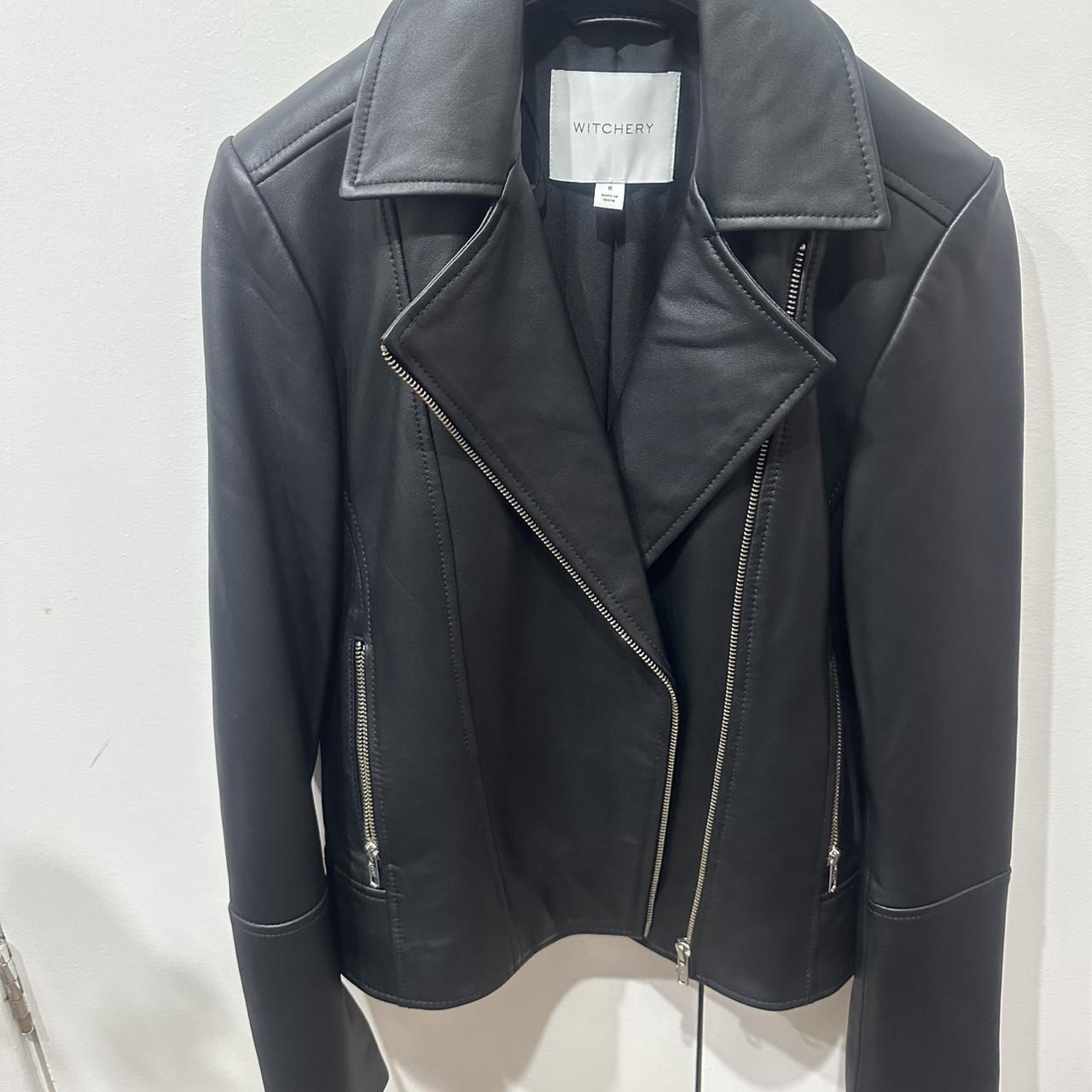Witchery Black leather jacket. Size 8. Only worn... | Depop