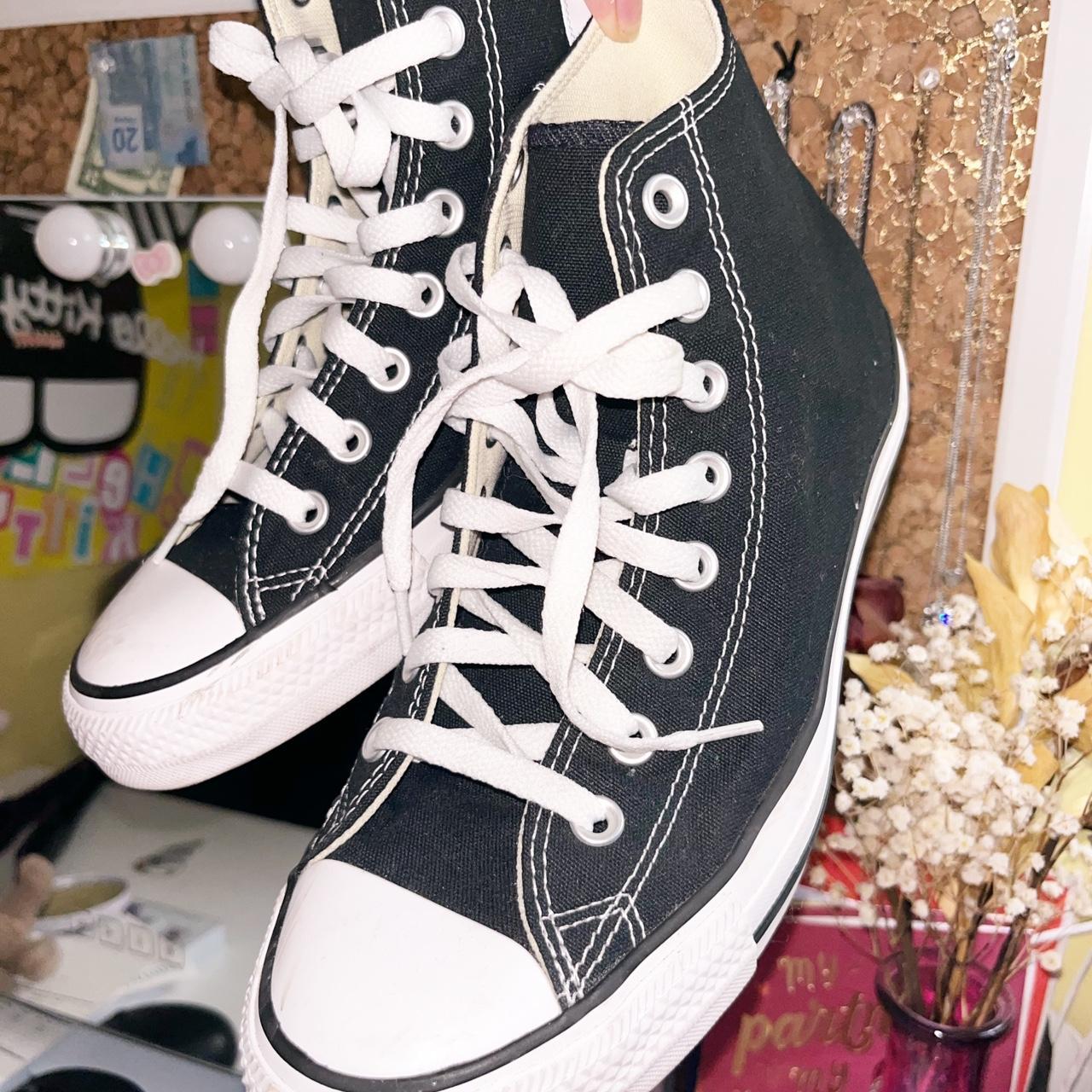Black High top converse. Wide foot!! 💗 i’m a size... - Depop