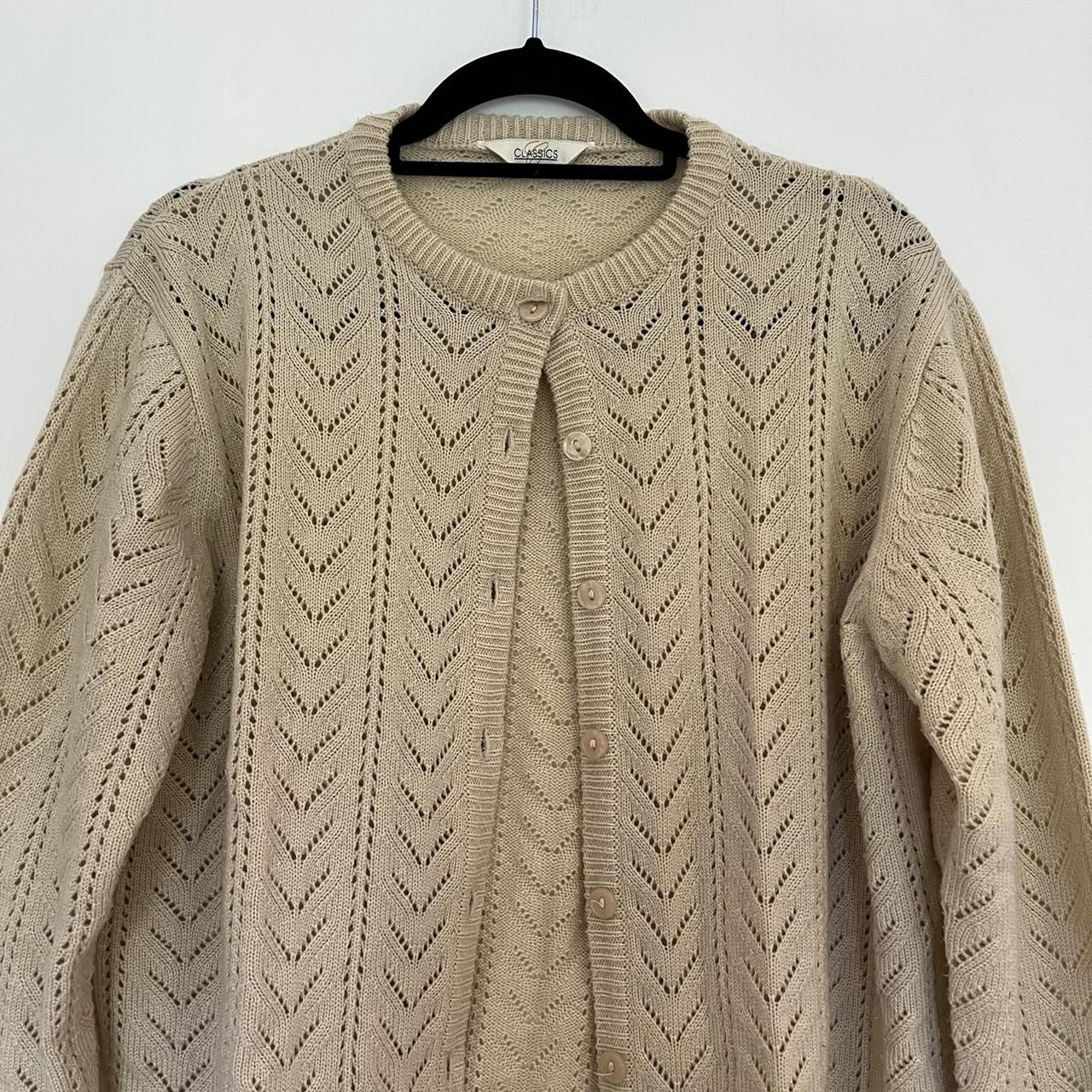 Vintage Lofty knit chunky cream oversize cardigan... - Depop