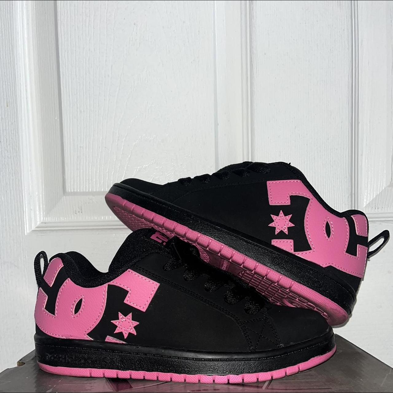 Black & Pink DC Skate Shoes - Depop