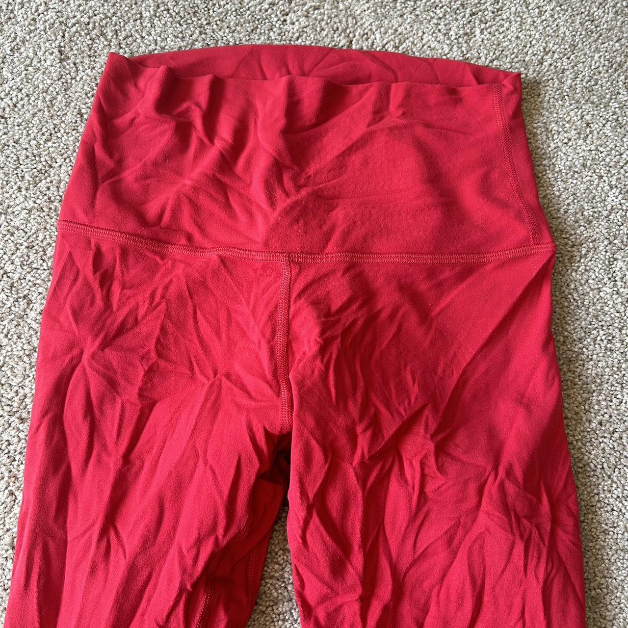 Lululemon red high rise straight leg leggings - Depop