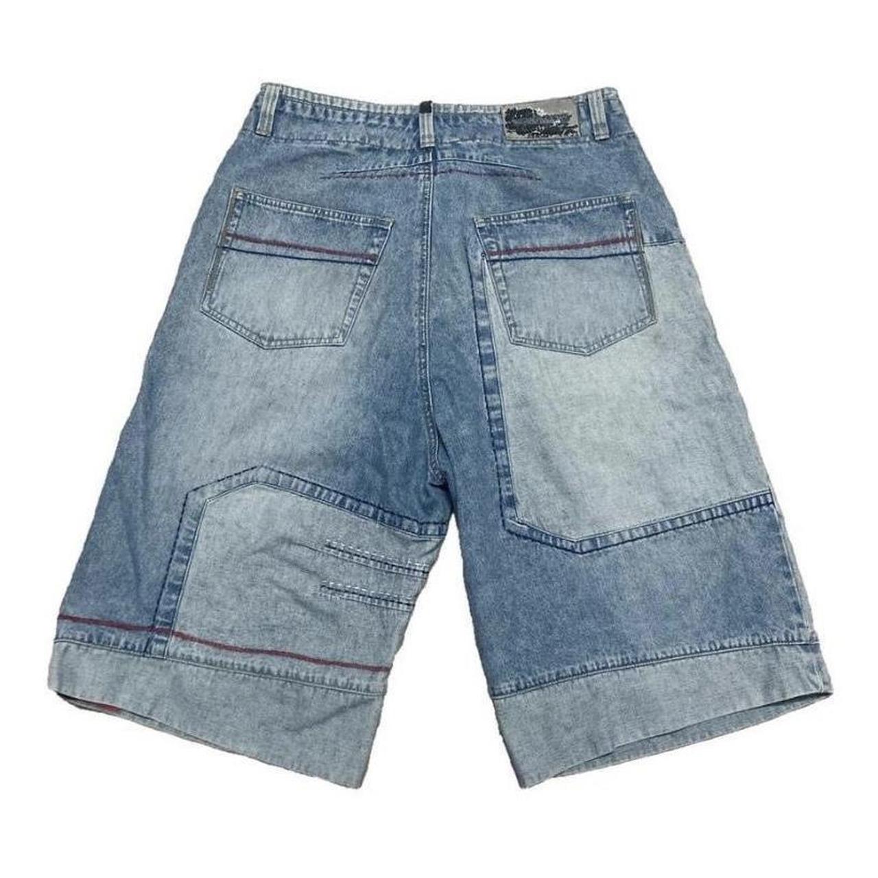 Vintage 90s 2000s cyber patchwork jorts Red... - Depop