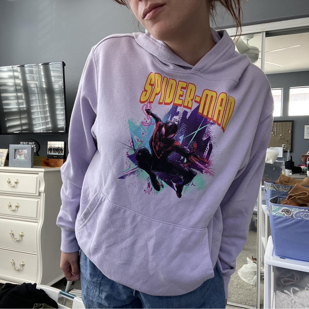 Spider-man Hoodie. Lilac colored Miles Morales hoodie. - Depop
