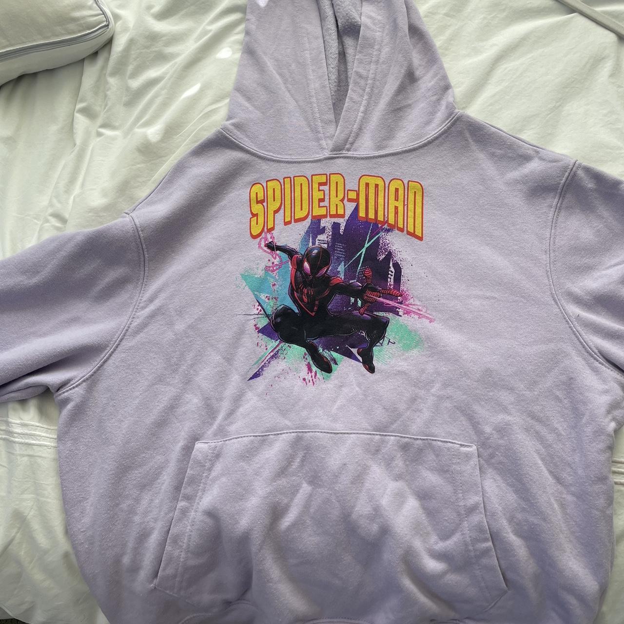 Spider-man Hoodie. Lilac colored Miles Morales hoodie. - Depop