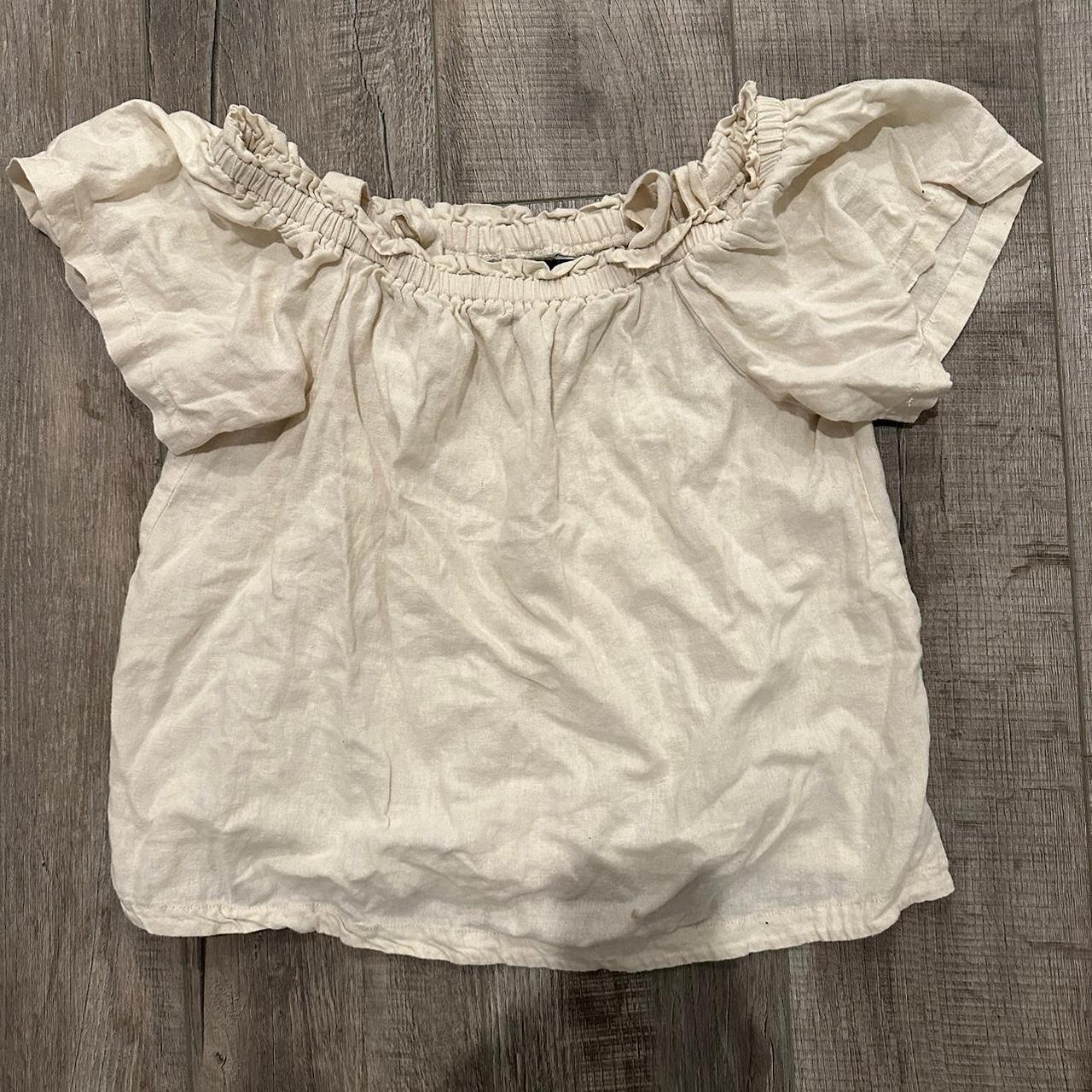 Size medium beige linen top | Depop