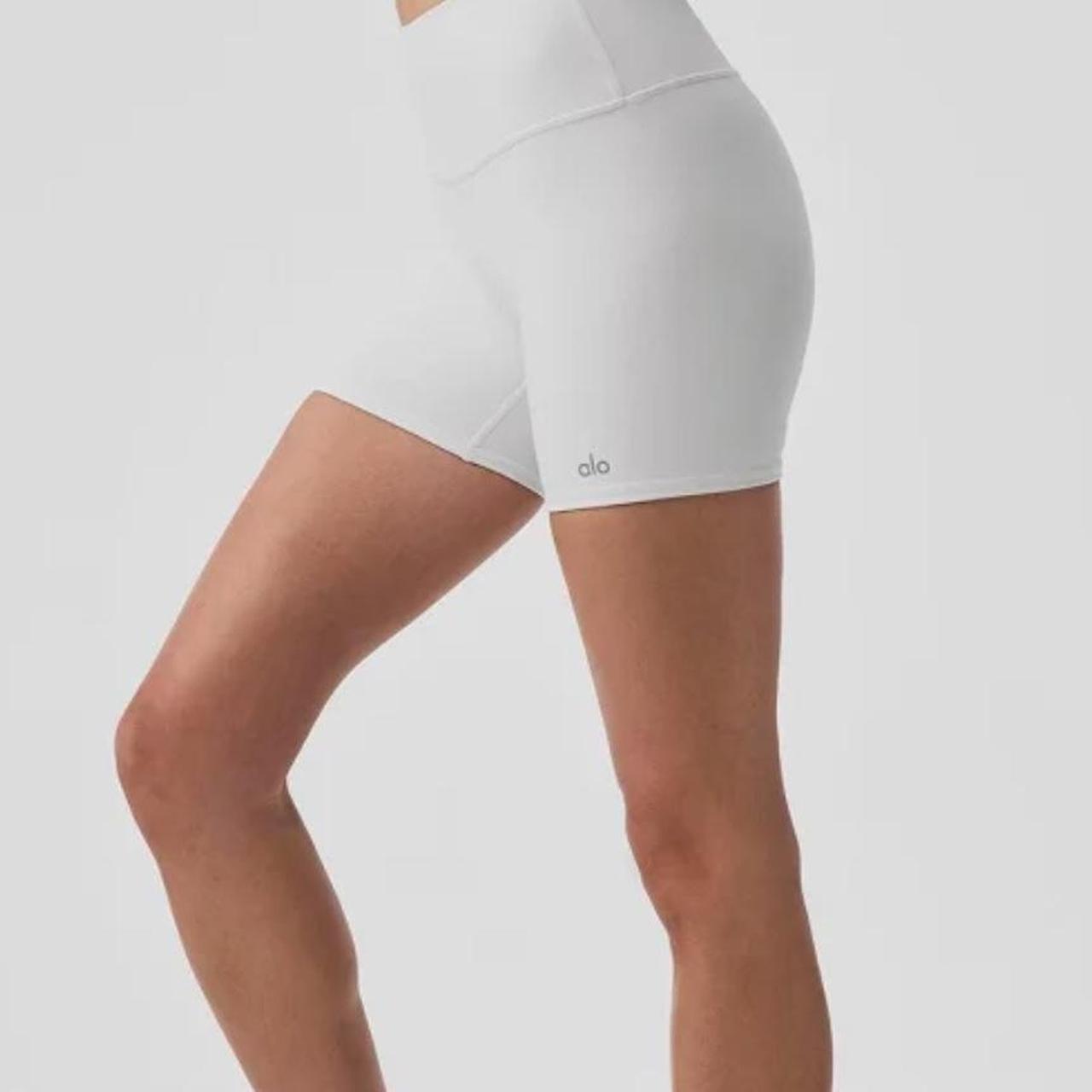 Xsmall high waisted white alo shorts.. would say... | Depop