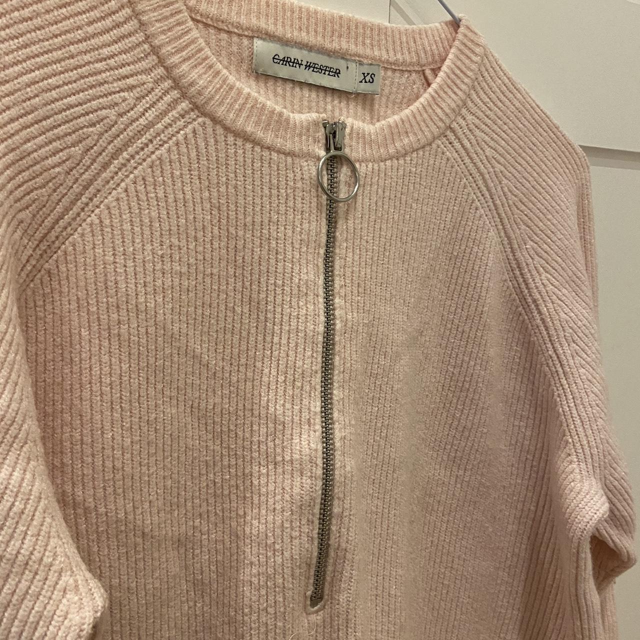 Light pink Carin Wester jumper with zipper. Size XS. - Depop
