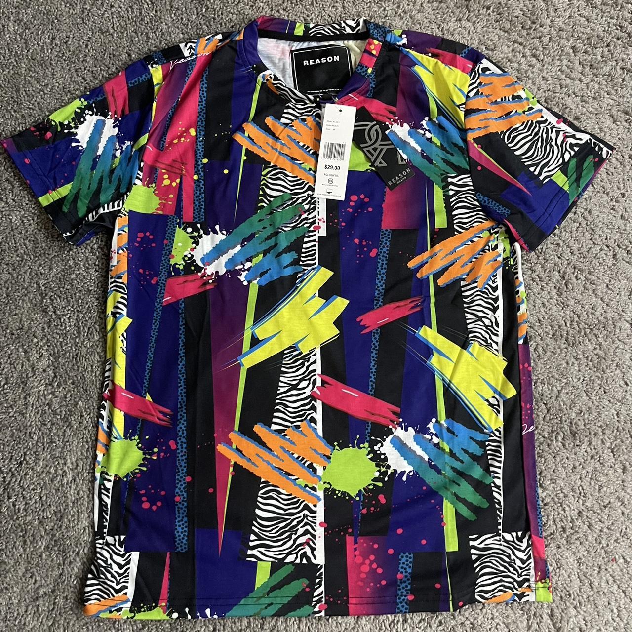 This multi colored Reason shirt is a Medium. Brand... - Depop
