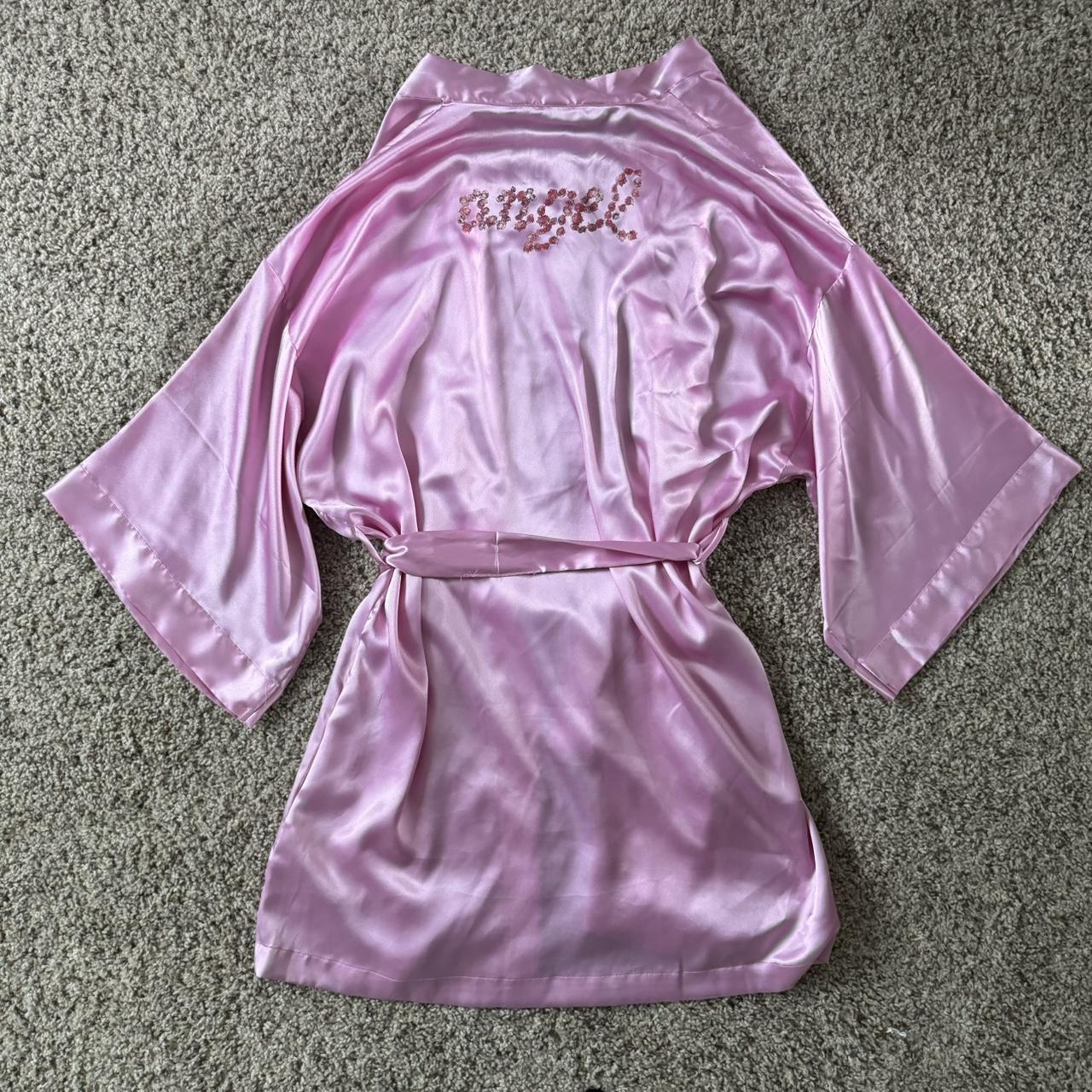 Victoria’s Secret Vintage Angels Pink Satin Robe... - Depop