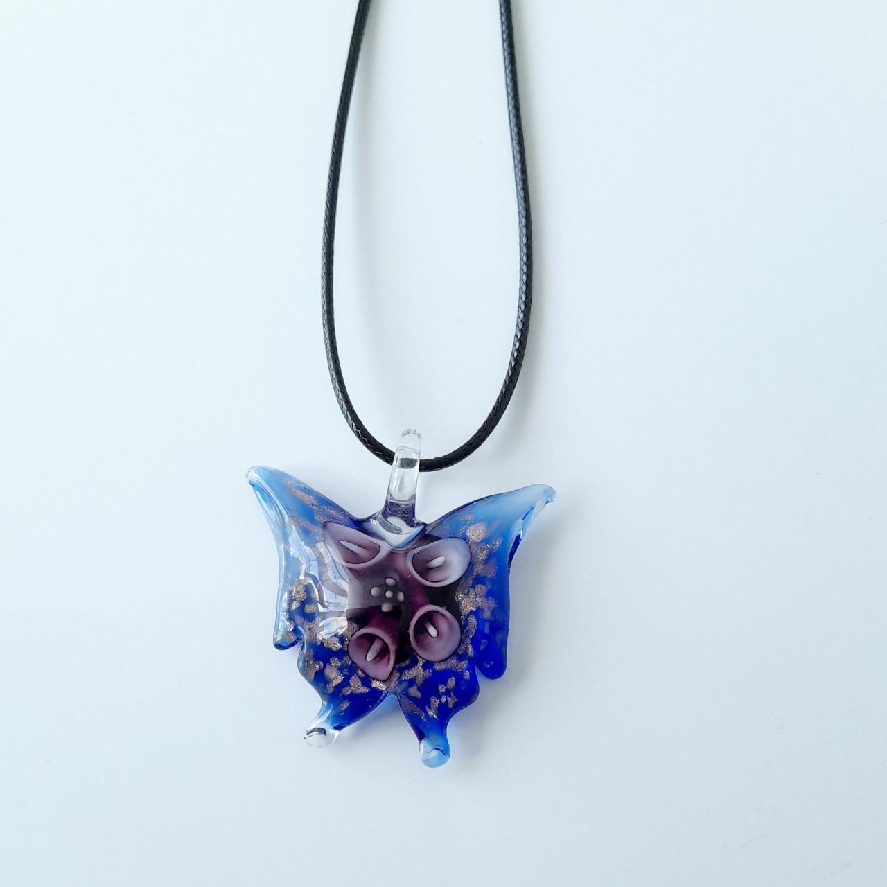 Glass Butterfly Pendant Necklace Murano glass... - Depop