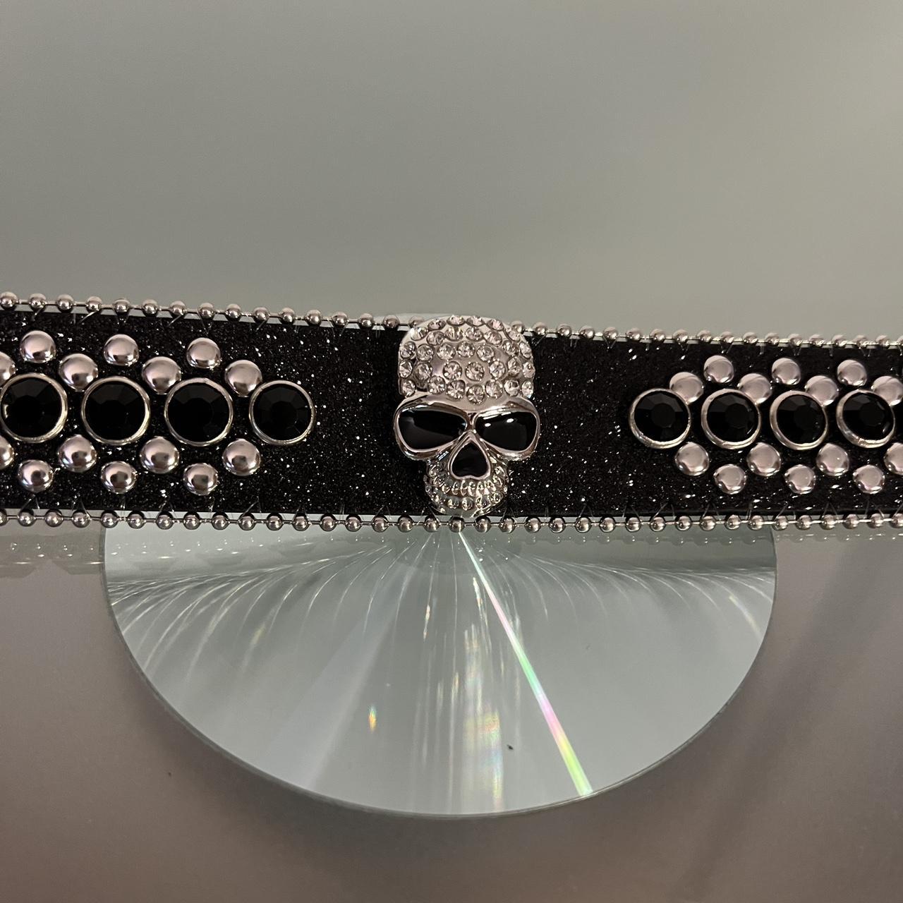 D6 - 2-Tone Rhinestone Skull Belt FREE SHIPPING... - Depop