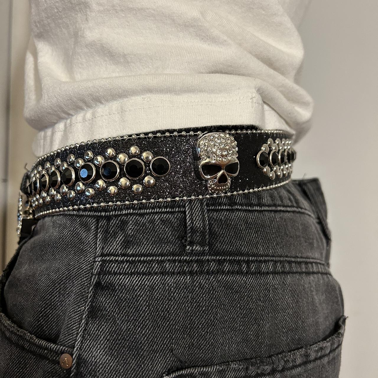 D6 - 2-Tone Rhinestone Skull Belt FREE SHIPPING... - Depop