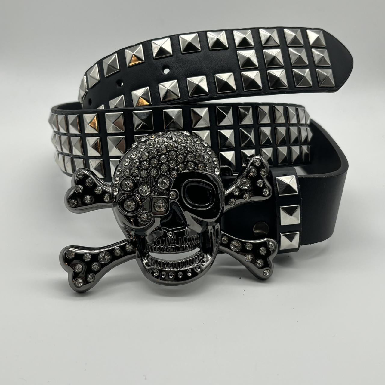 B8 - Rhinestone Skull Studded Belt FREE SHIPPING... - Depop