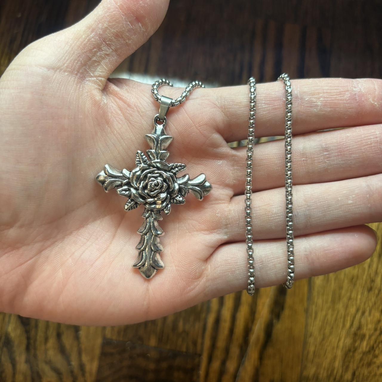 RD4 - Gothic Rose Cross Necklace FREE SHIPPING WHEN... - Depop