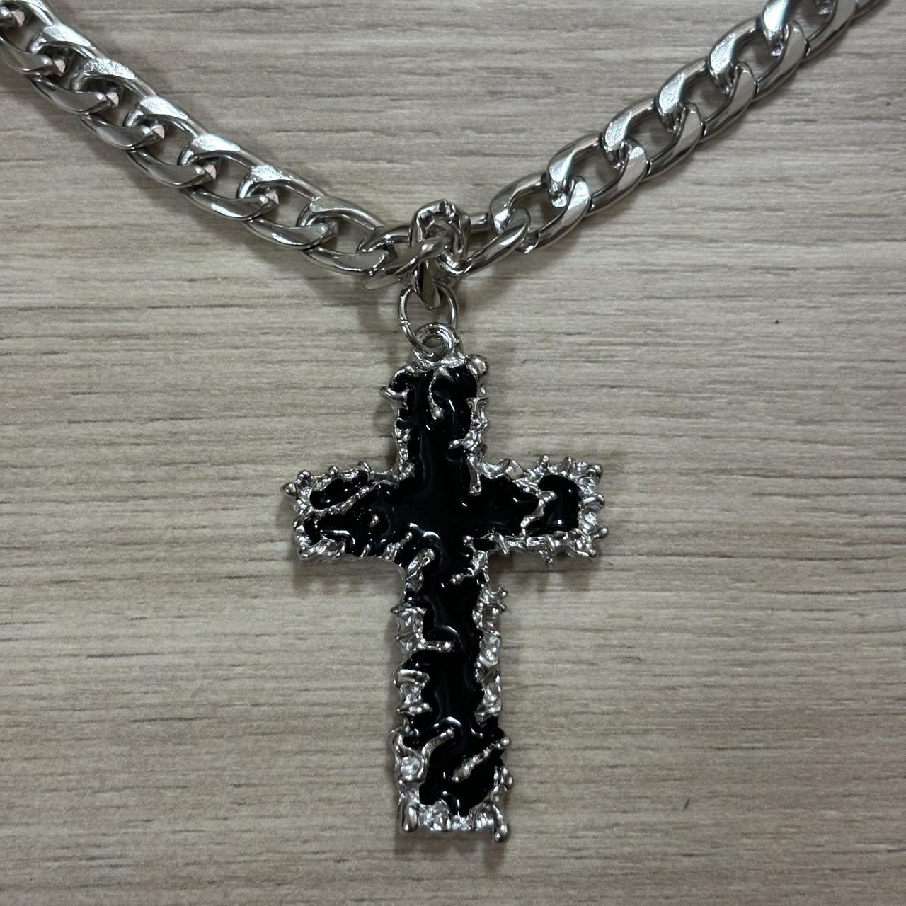 0261 -Black Cross Cuban Chain FREE SHIPPING WHEN... - Depop