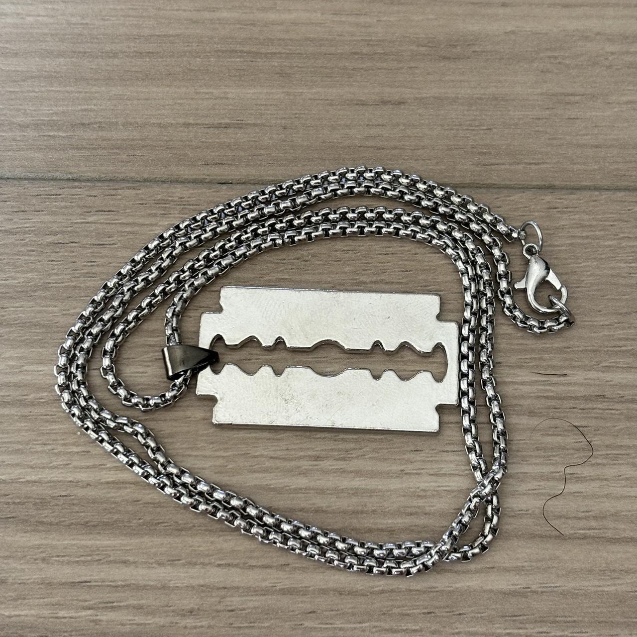 0195 - Razor Blade Necklace Grunge/scene style... - Depop