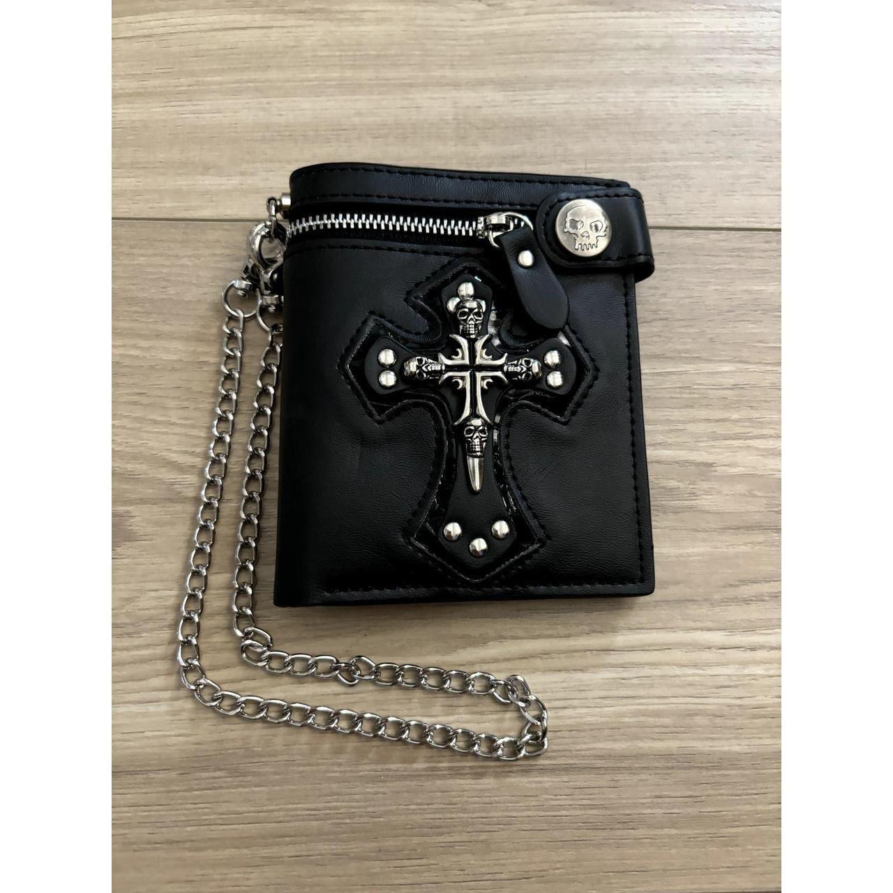 0093 - Skull Cross Wallet Grunge/emo style... - Depop