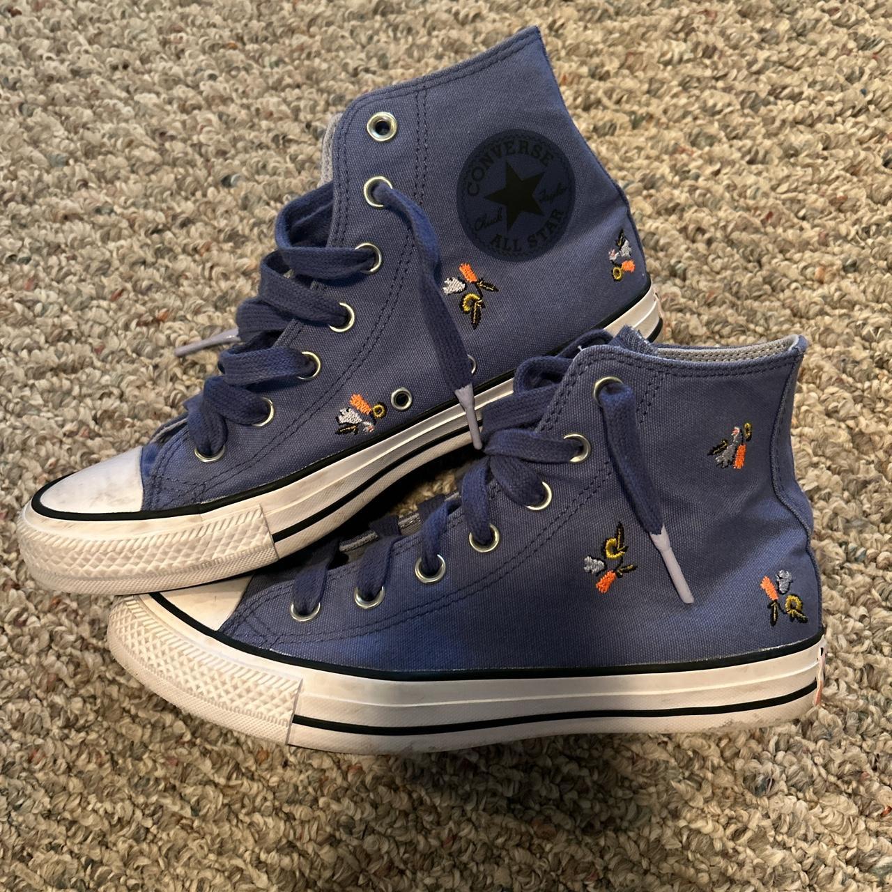 -Blue flower converse Chuck Taylor All star -been... | Depop