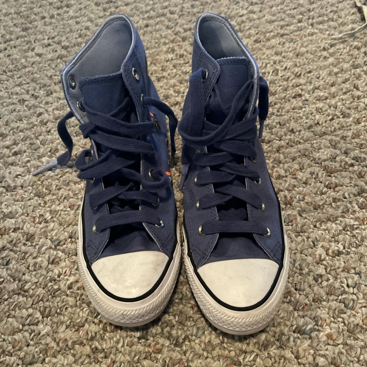 -Blue flower converse Chuck Taylor All star -been... | Depop