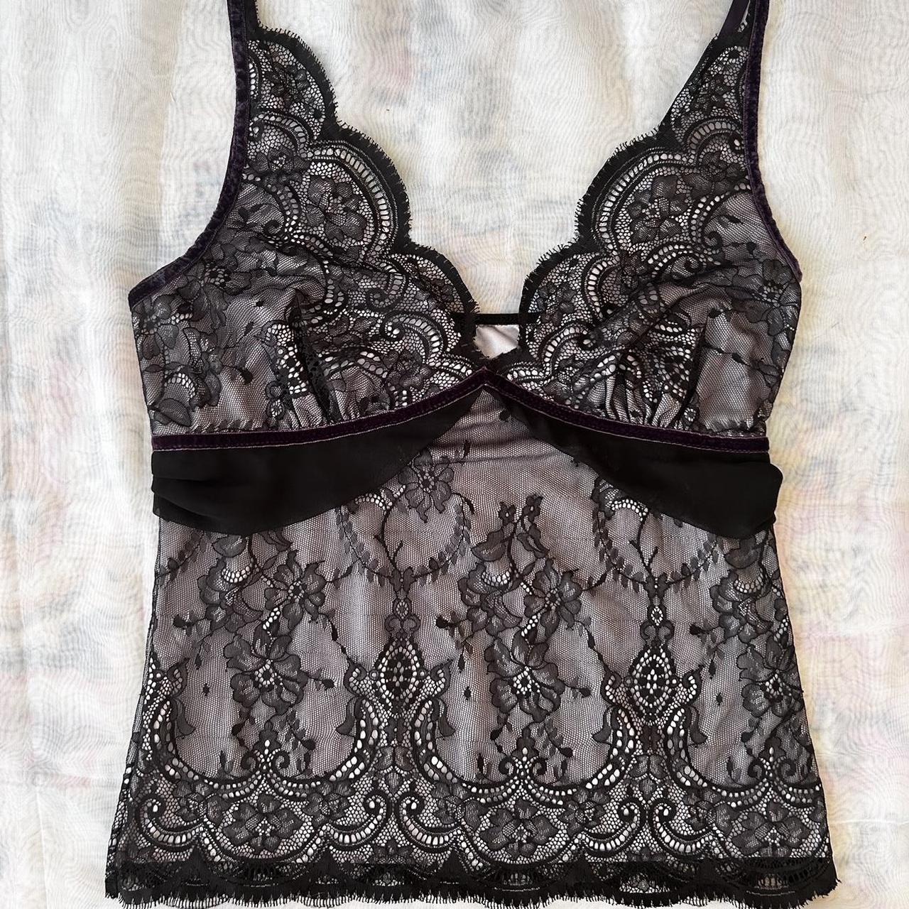 4 pc y2k cute black lace micro short x lace top... - Depop