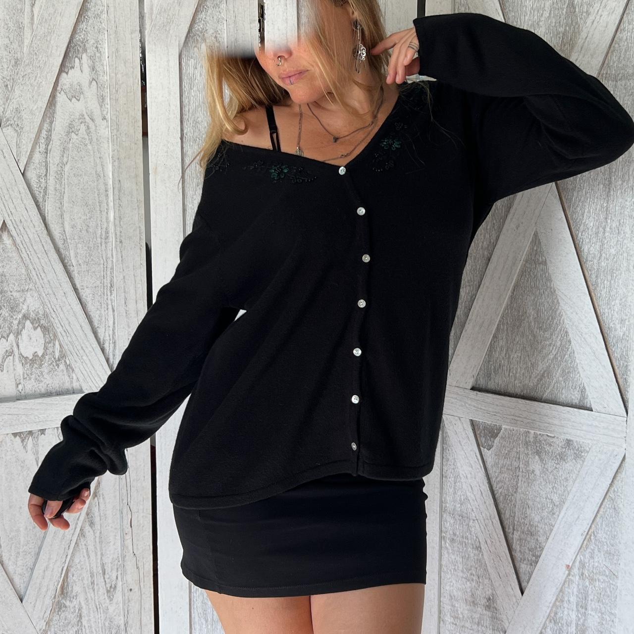 Vintage black y2k cottage goth grunge fairy knit... - Depop