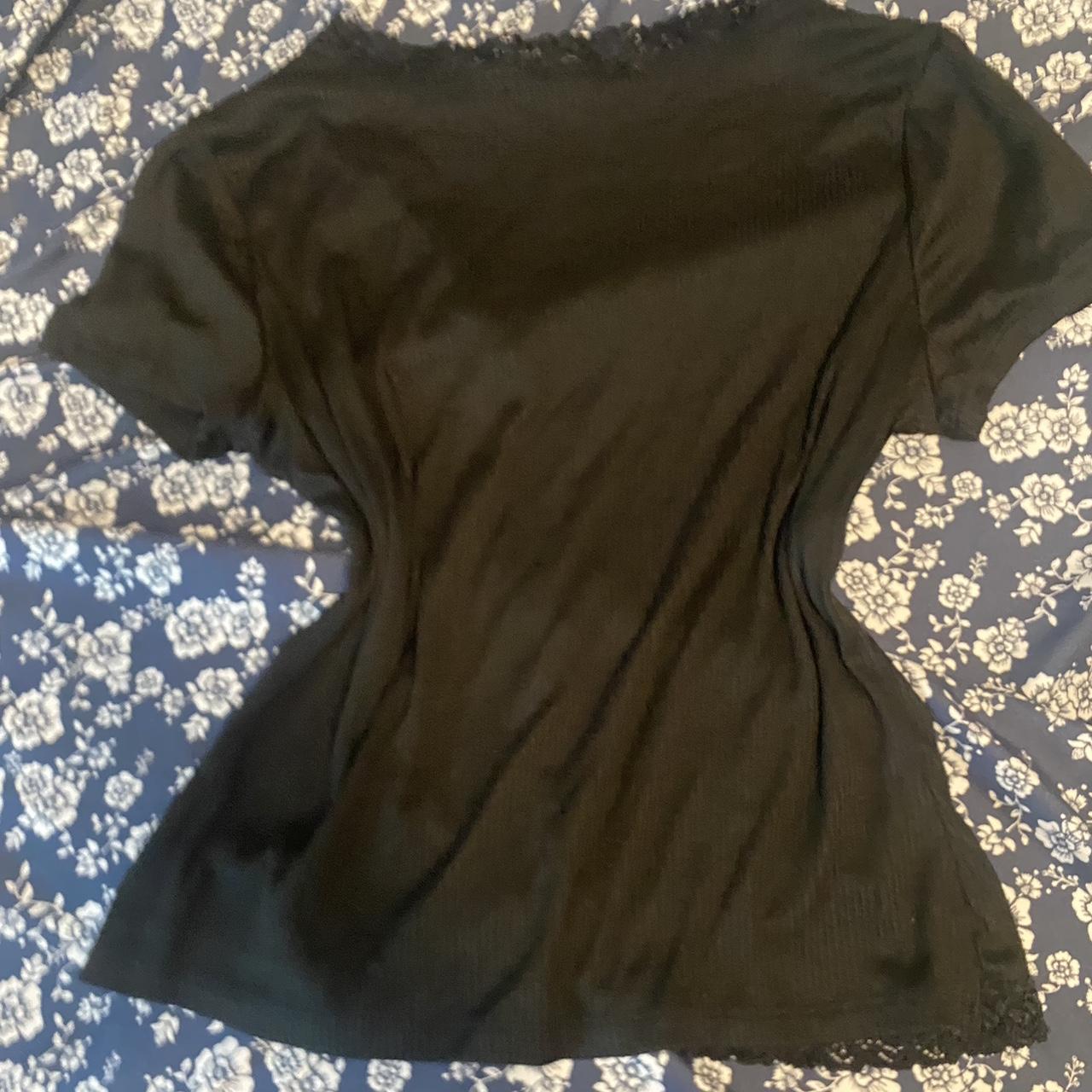 black laced top ♡ size M ♡ worn once ♡ fake... - Depop