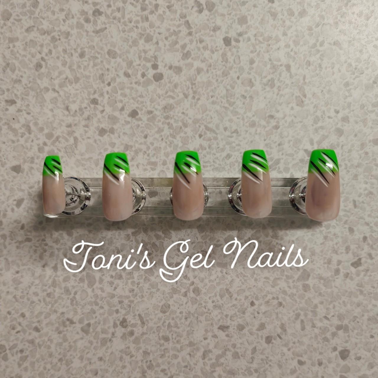 Nails Inc. White and Green Nails | Depop