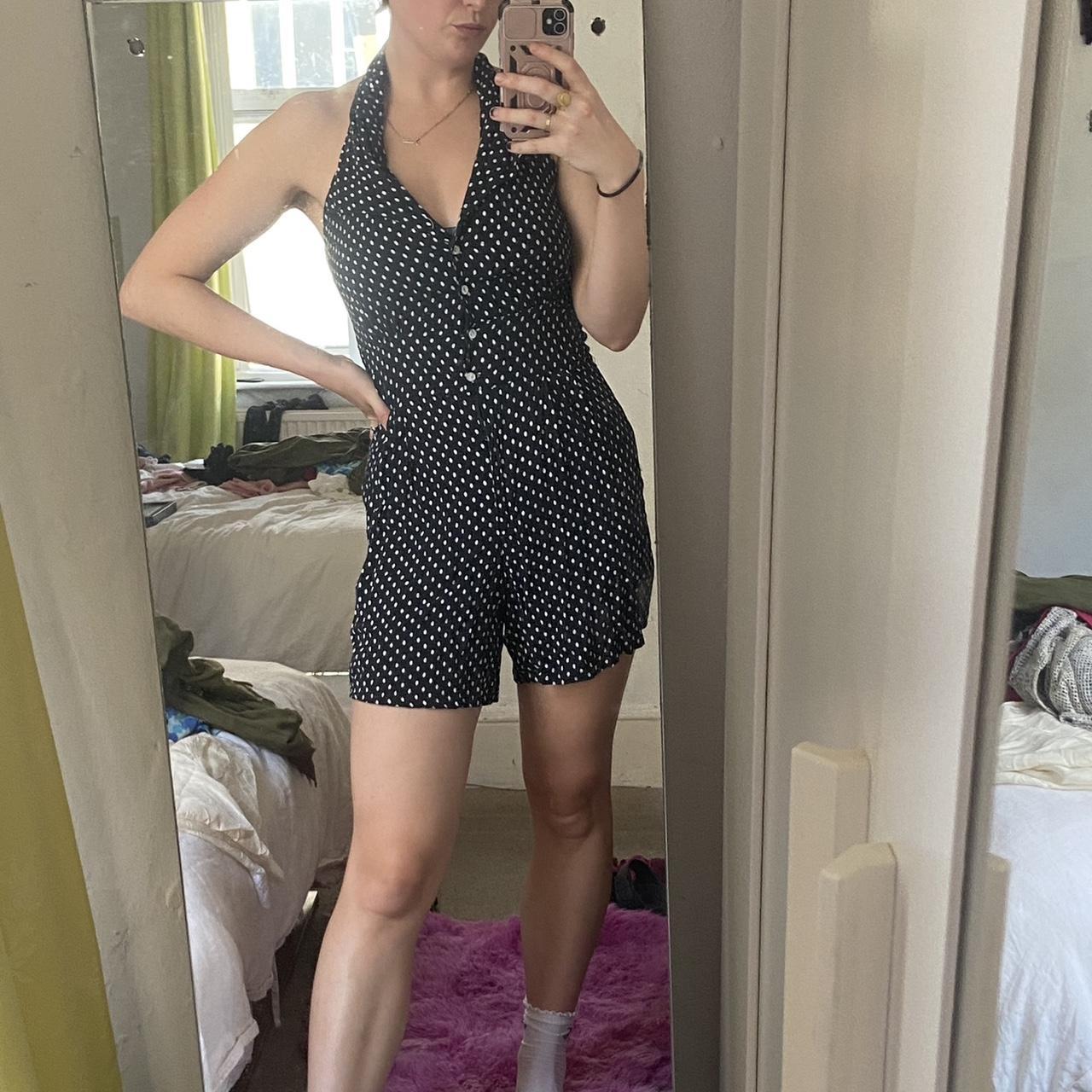 Polka dot playsuit Halter neck Low back - Depop