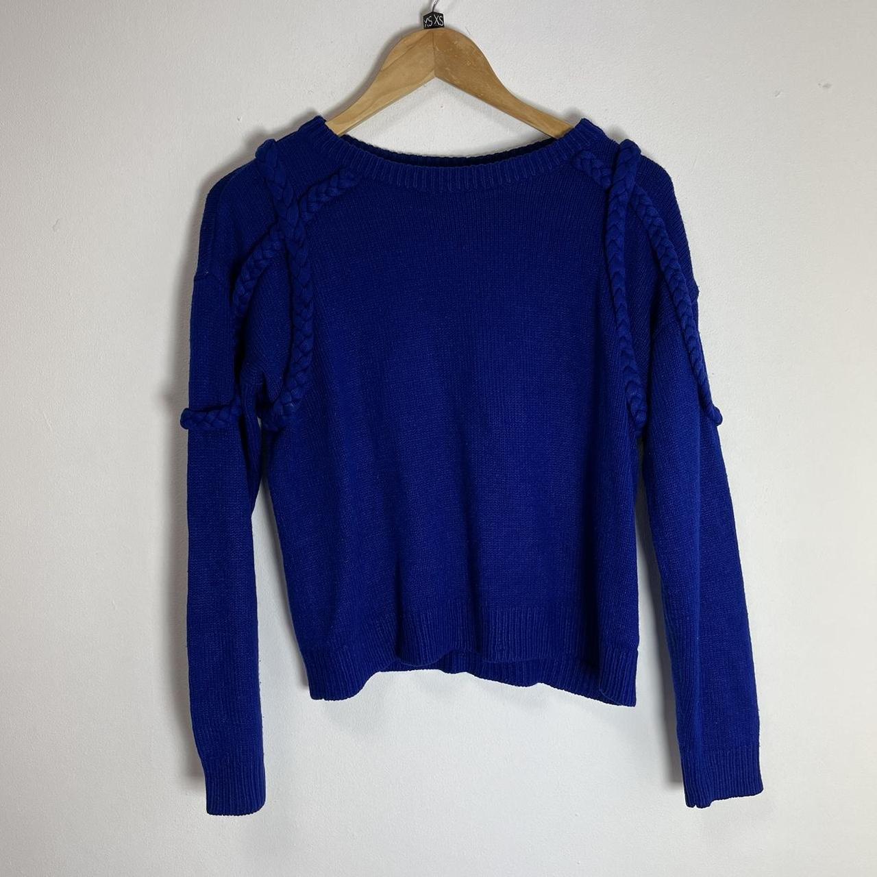 Monki Ultramarine Blue Cable Knit Jumper - Size... - Depop