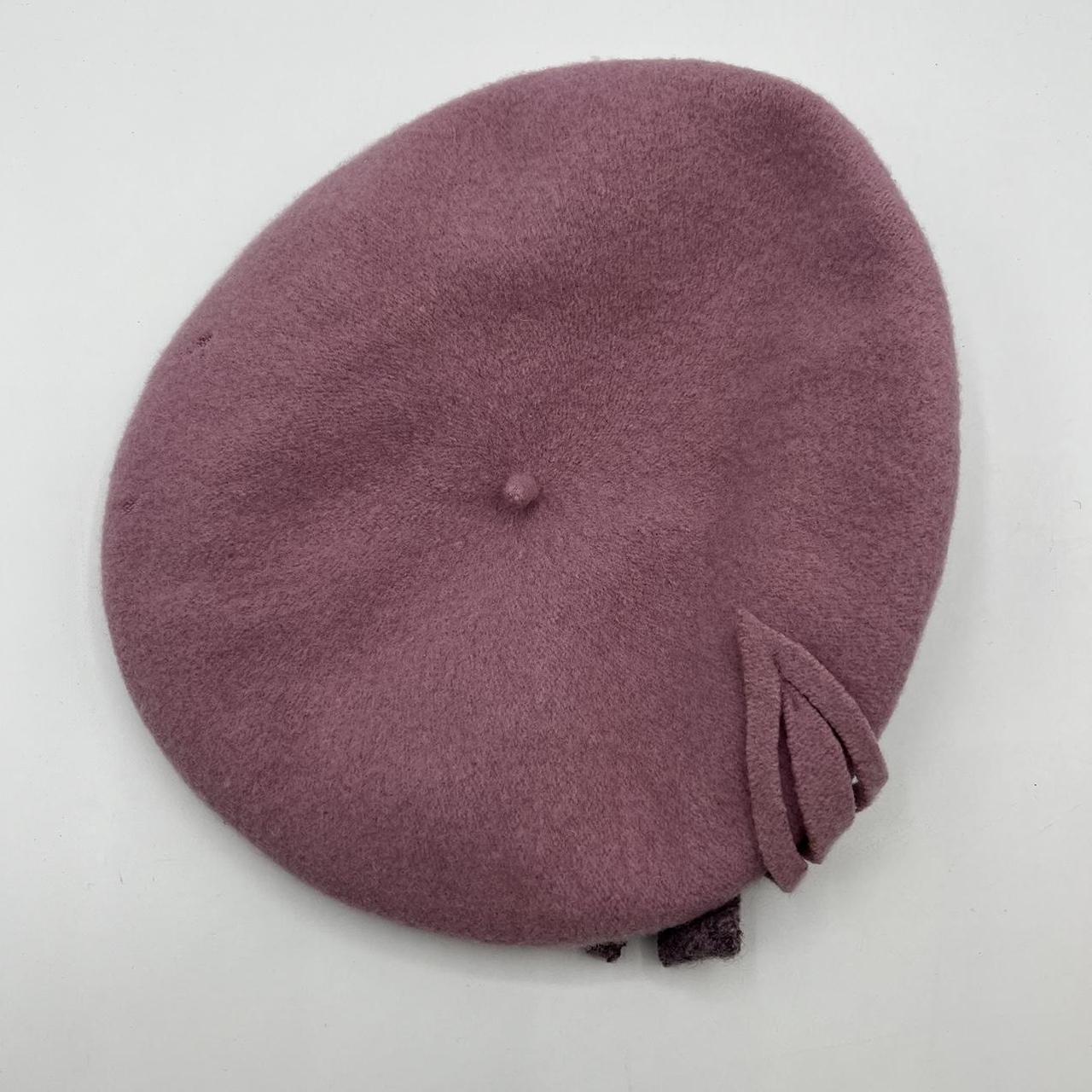 Woolmark Lilac/Lavendar Purple Beret with Leaf/Bow... - Depop
