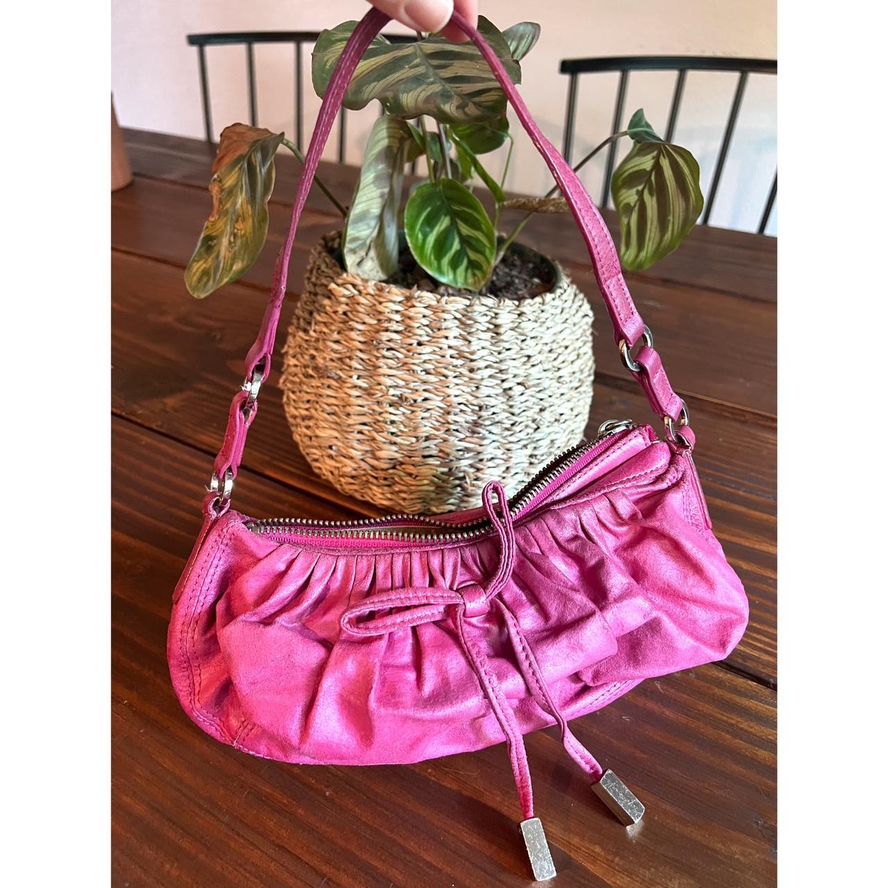 Vintage Y2K BCBGirls hot pink mini slouchy leather... - Depop