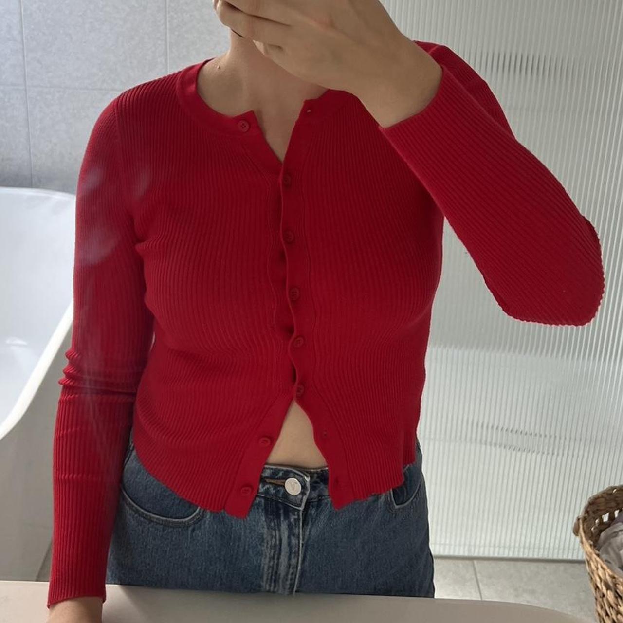 Glassons Red ribbed cardigan #cardigan #red | Depop