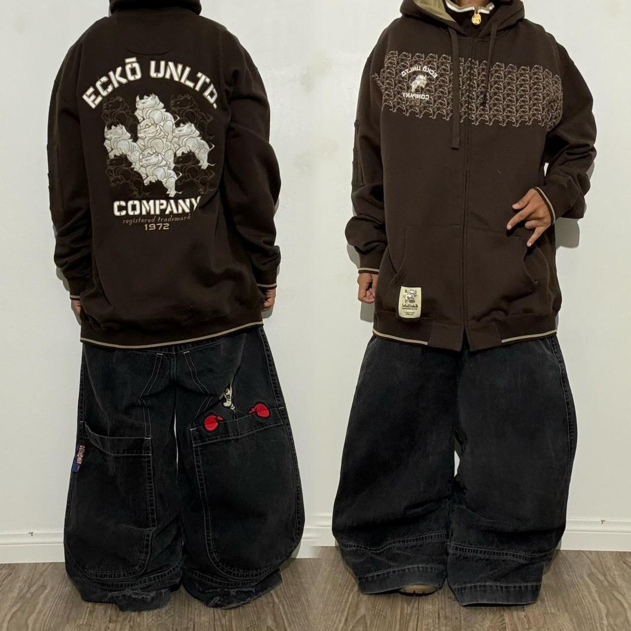 2000s NWT Baggy Ecko Unlimited Zip-Up Hoodie Size... - Depop